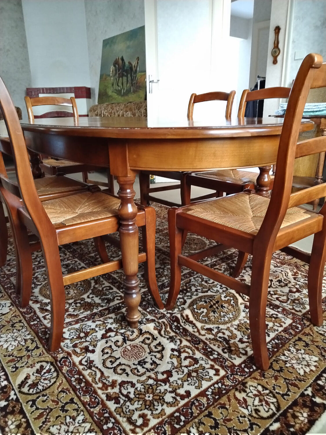 Table ancienne bois extensible - 2 rallonges et ses chaises | Selency