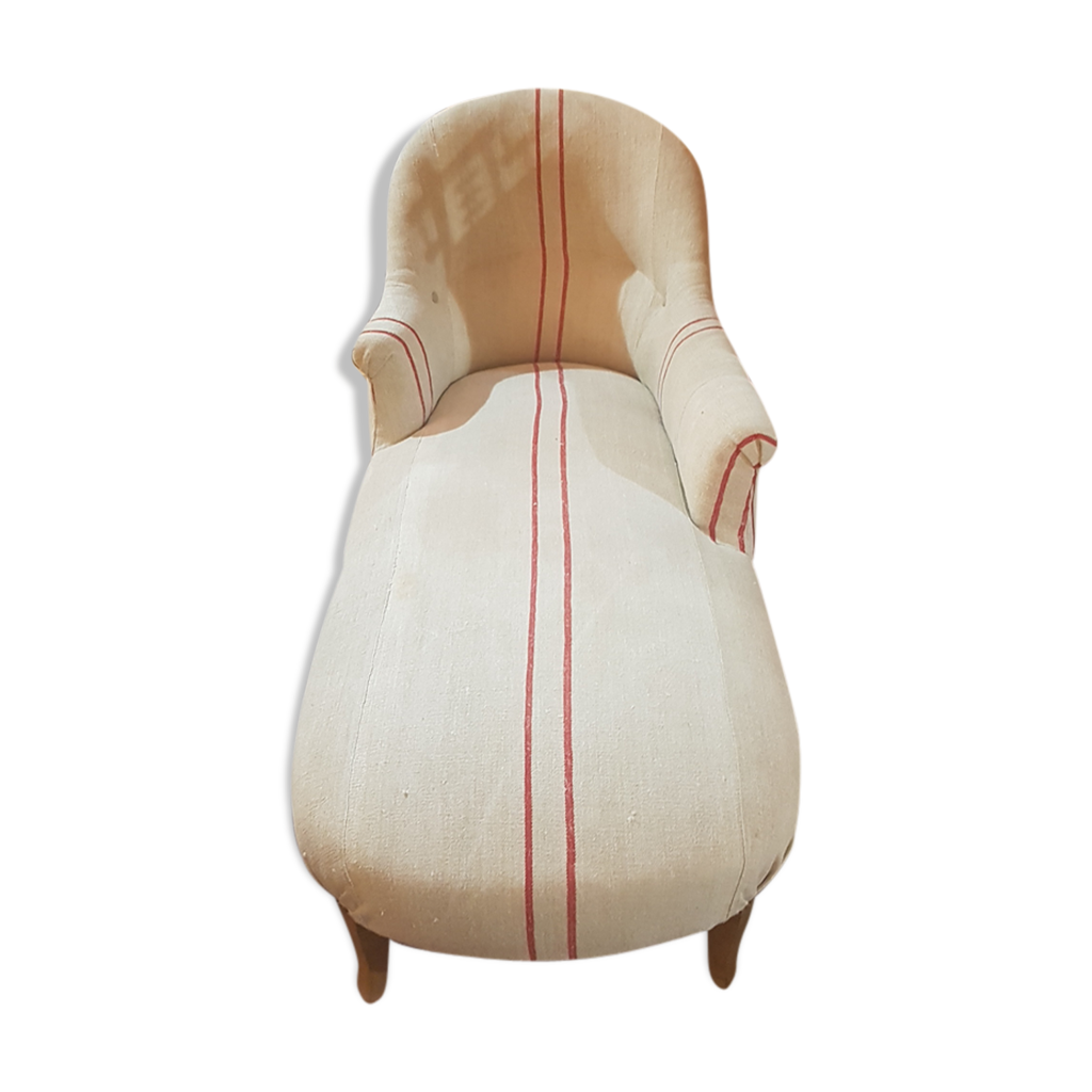 Méridienne ancienne retapissée avec tissus de chanvre ancien | Selency