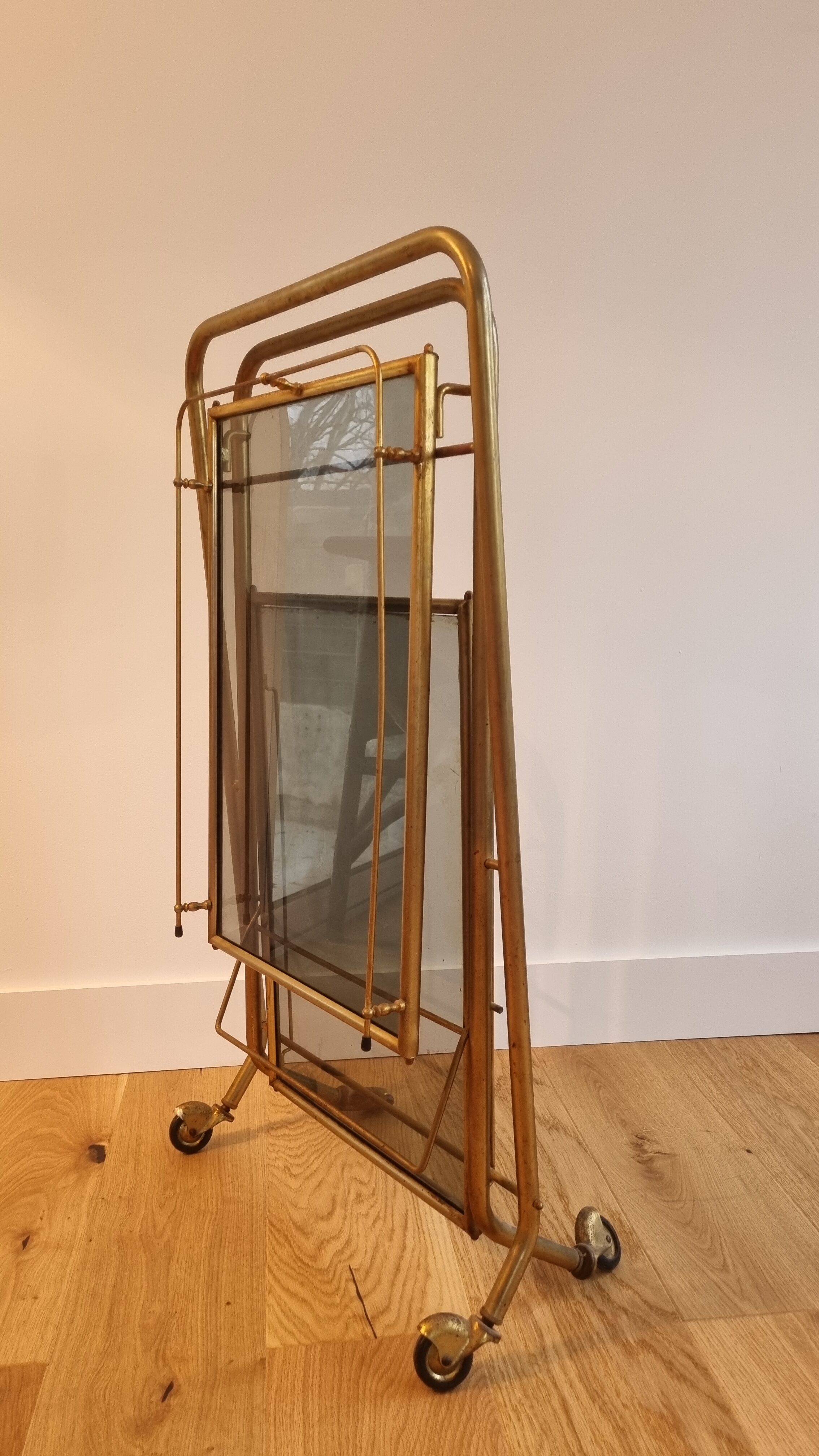 Desserte pliante dorée vintage | Selency