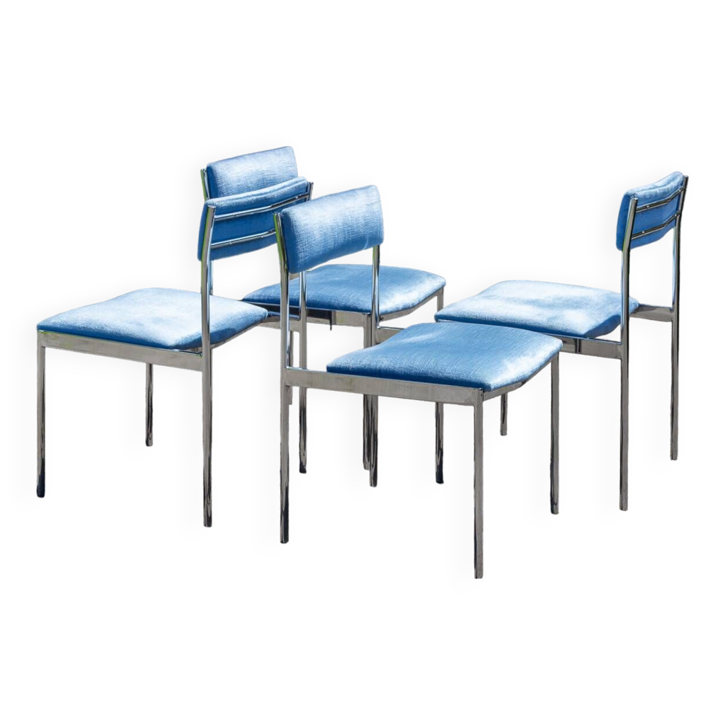 Helder Blauwe Mid-Century Modern Design Stoelen / vintage ...