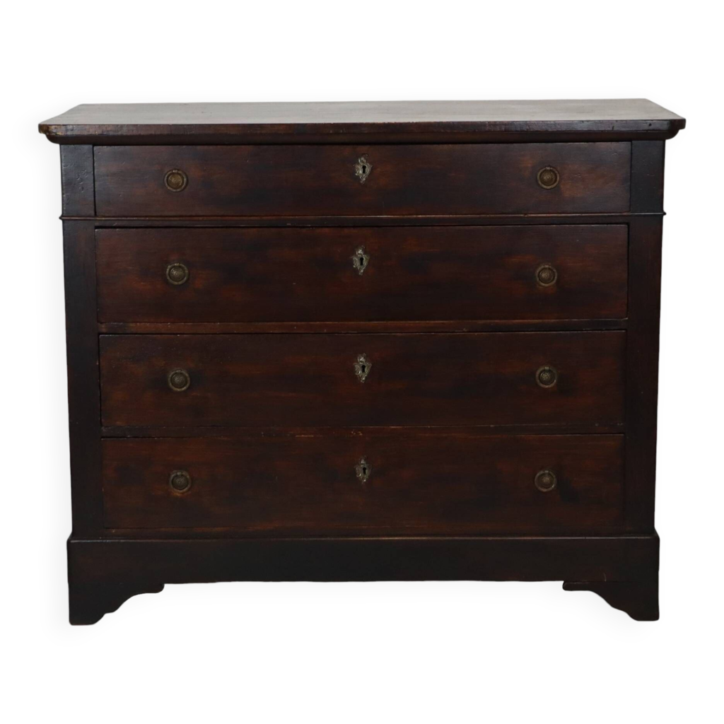 Grande commode anglaise ancienne en bois de chêne et de pin massif fin ...