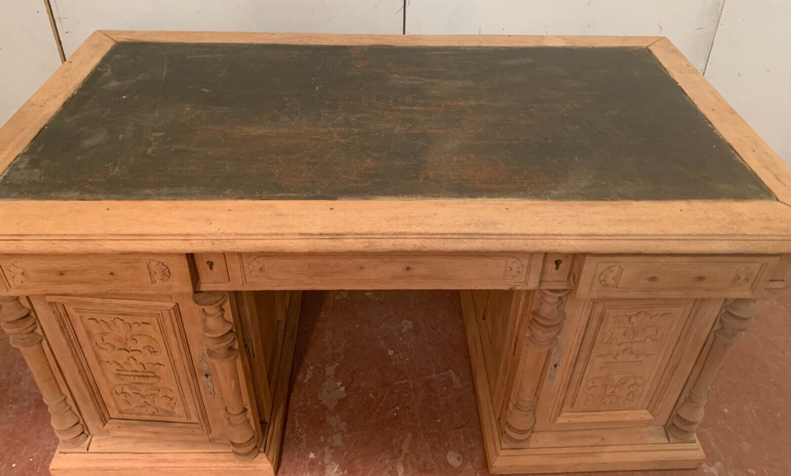 Bureau double face bureau a caissons en chêne massif XIX siècle | Selency