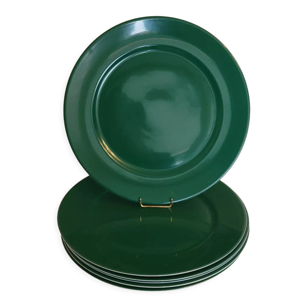 6 grandes assiettes plates de présentation vertes Haviland Limoges ...