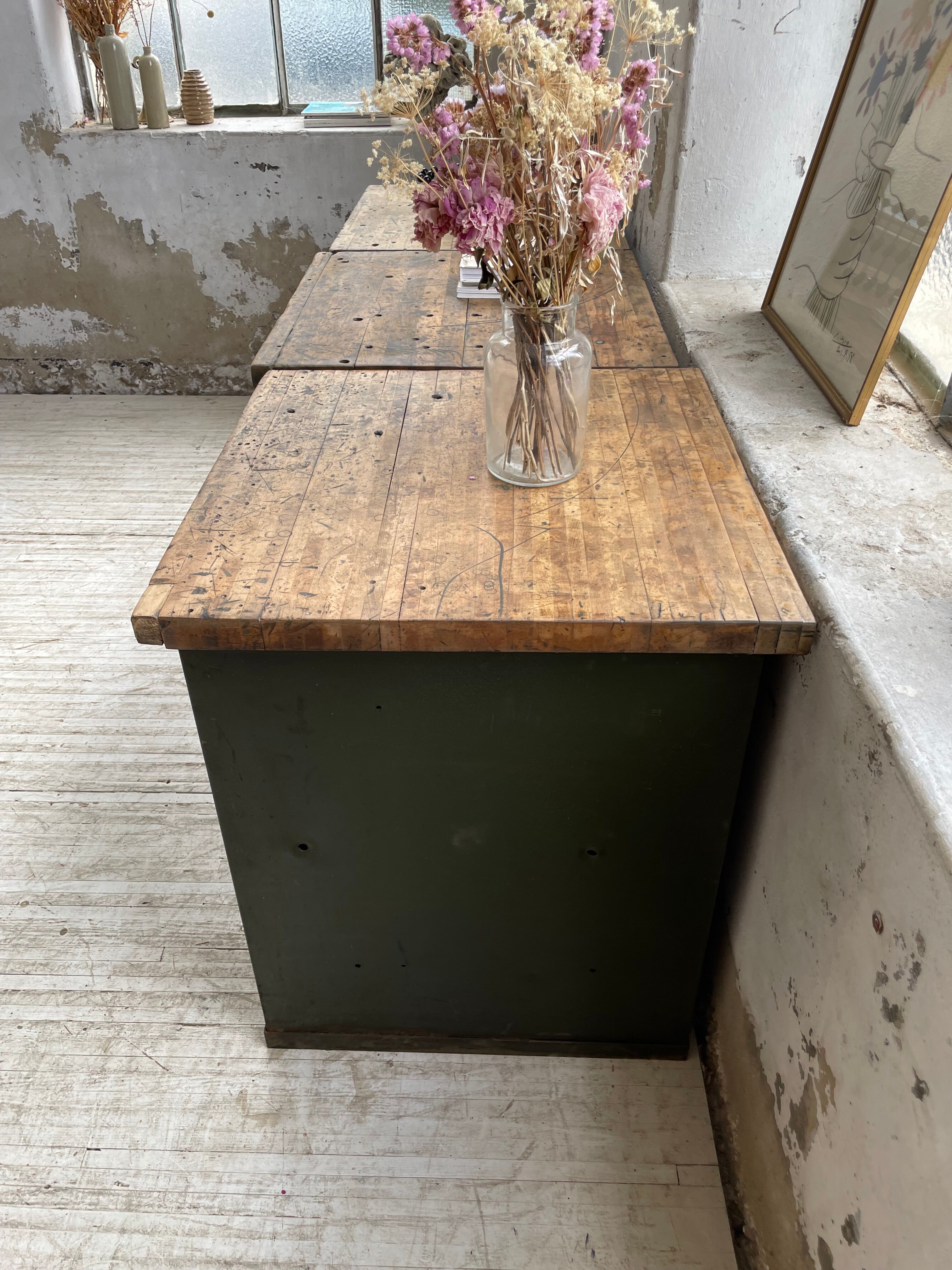 Meuble établi rangement militaire industriel vert | Selency