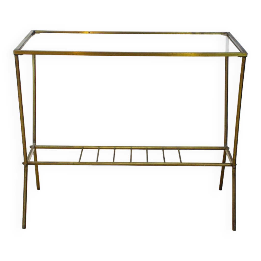 Table d’appoint vintage en laiton et verre | Selency