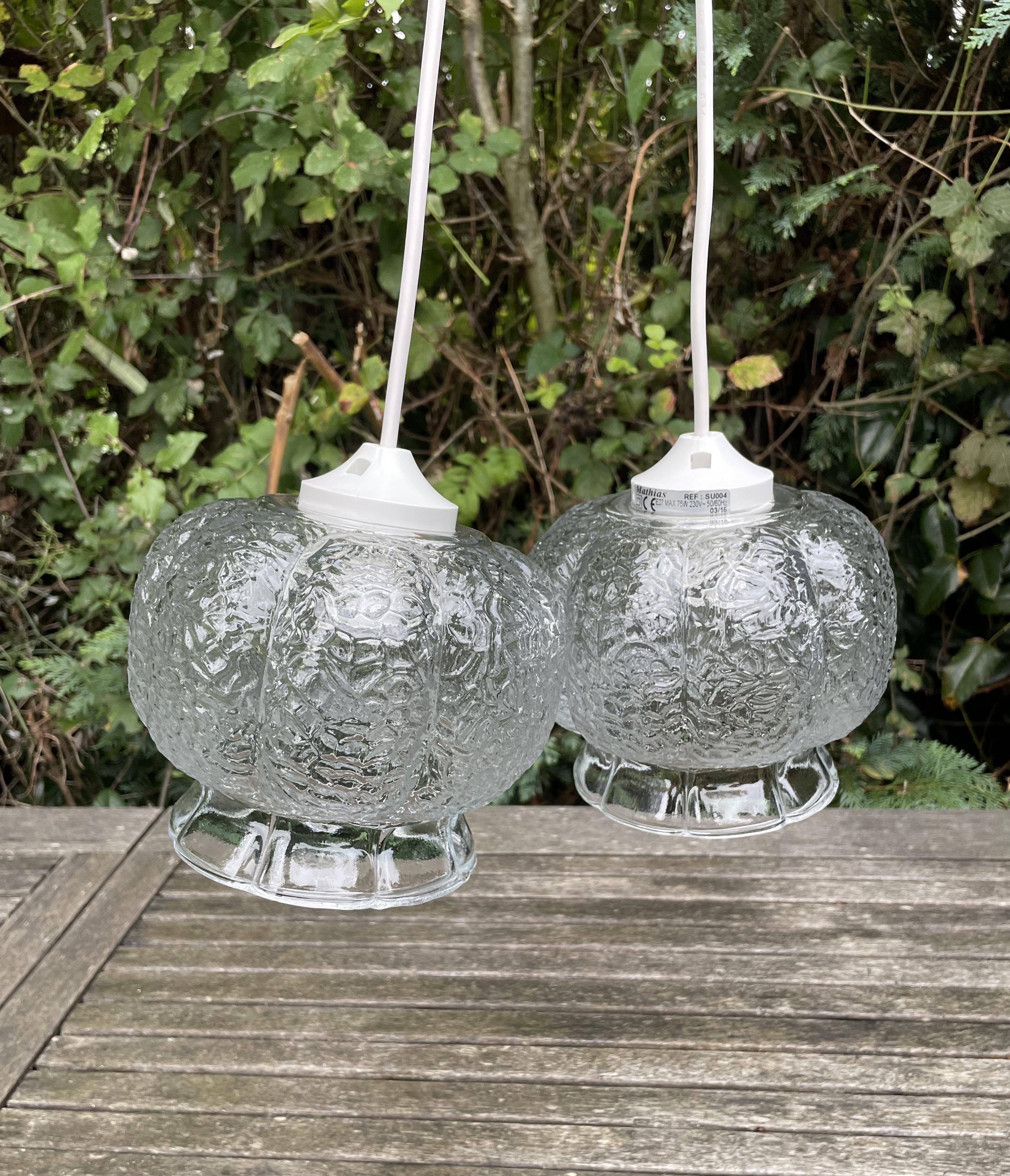 Double suspensions mathias ref SU004 en verre transparent forme de ...