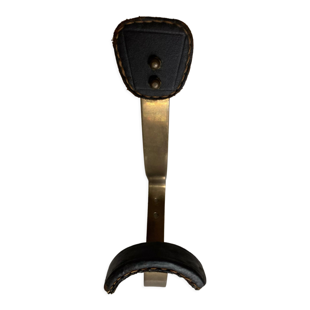 Patère en bronze et cuir Adnet 1950 | Selency