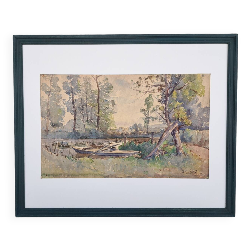 Aquarelle impressionniste de style Barbizon signée authentique, parfait ...