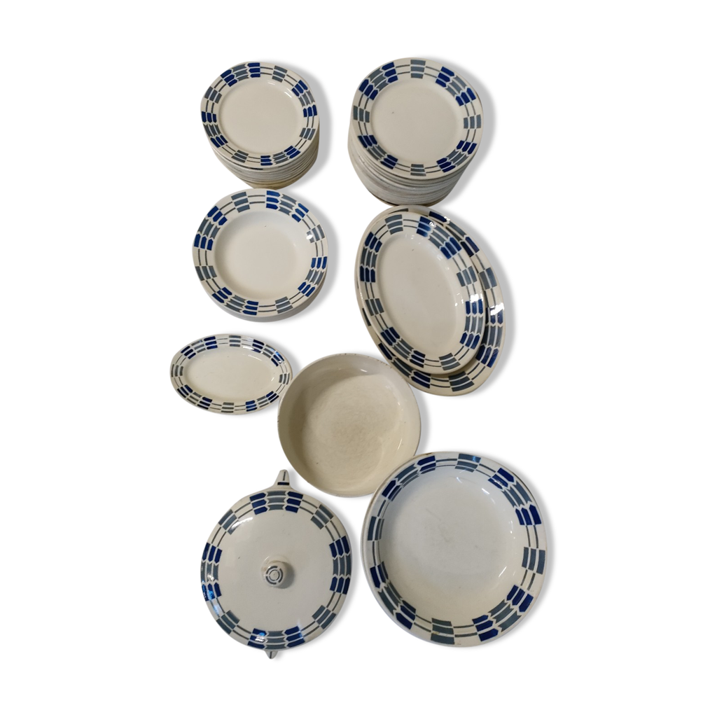 Service de table faïence Badonviller Art Déco 45 pièces, modèle Jean ...