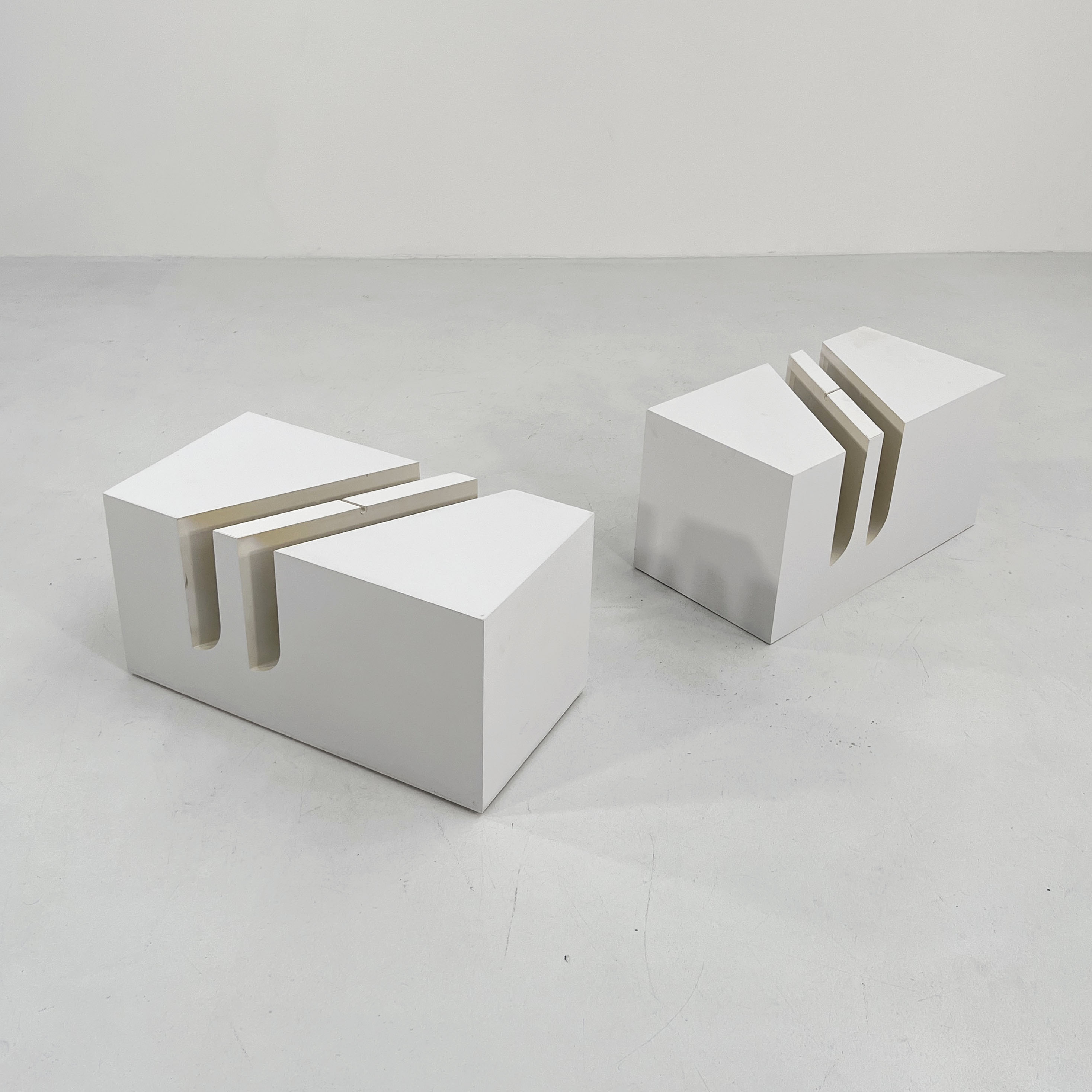 Table d'appoint blanche par marco zanuso pour bilumen 1970 | Selency