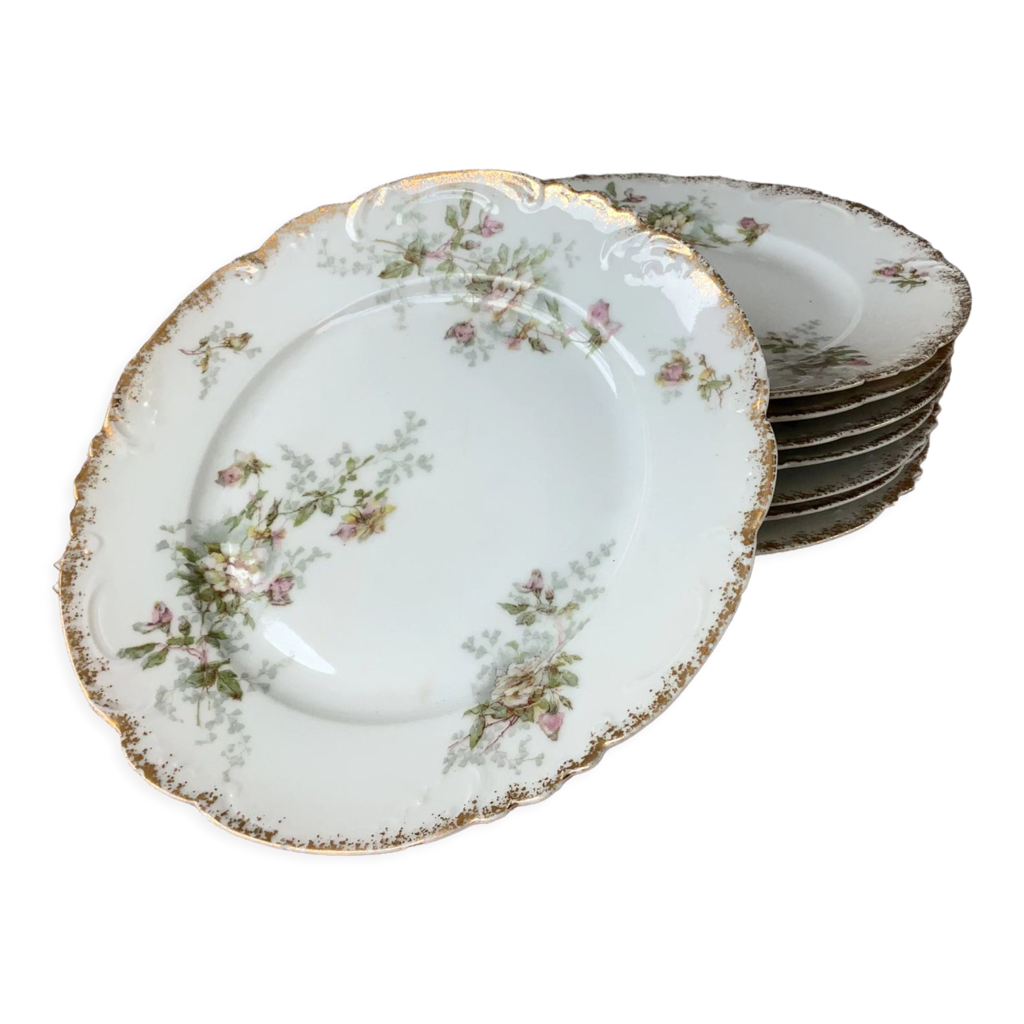 Assiettes antiques de style rocaille XIXème - décor main | Selency