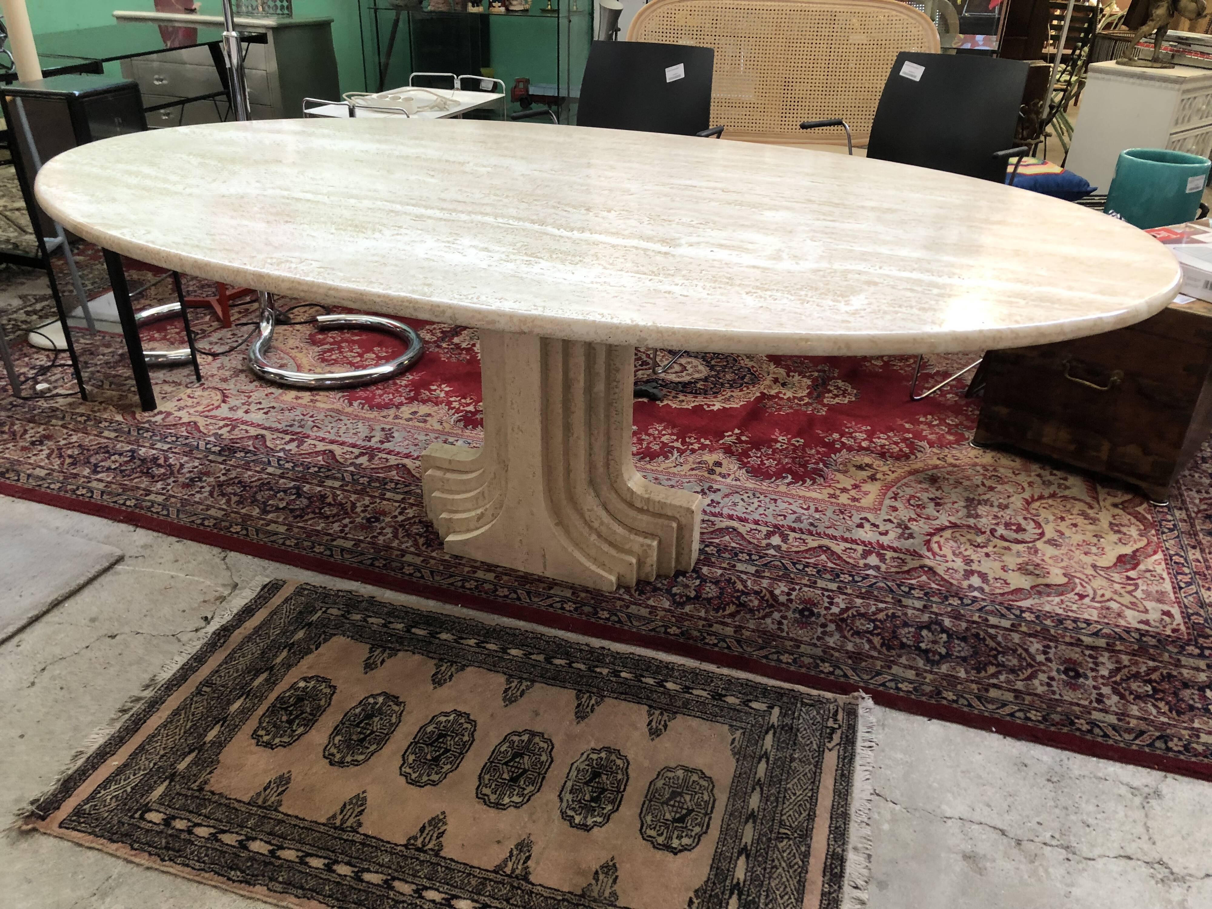 Table ovale travertin 1970 | Selency