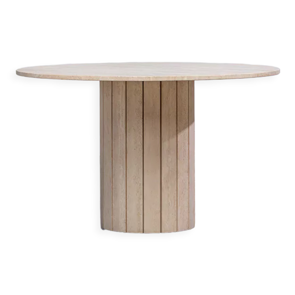 Table de salle à manger modernist circulaire en travertin 1970 | Selency
