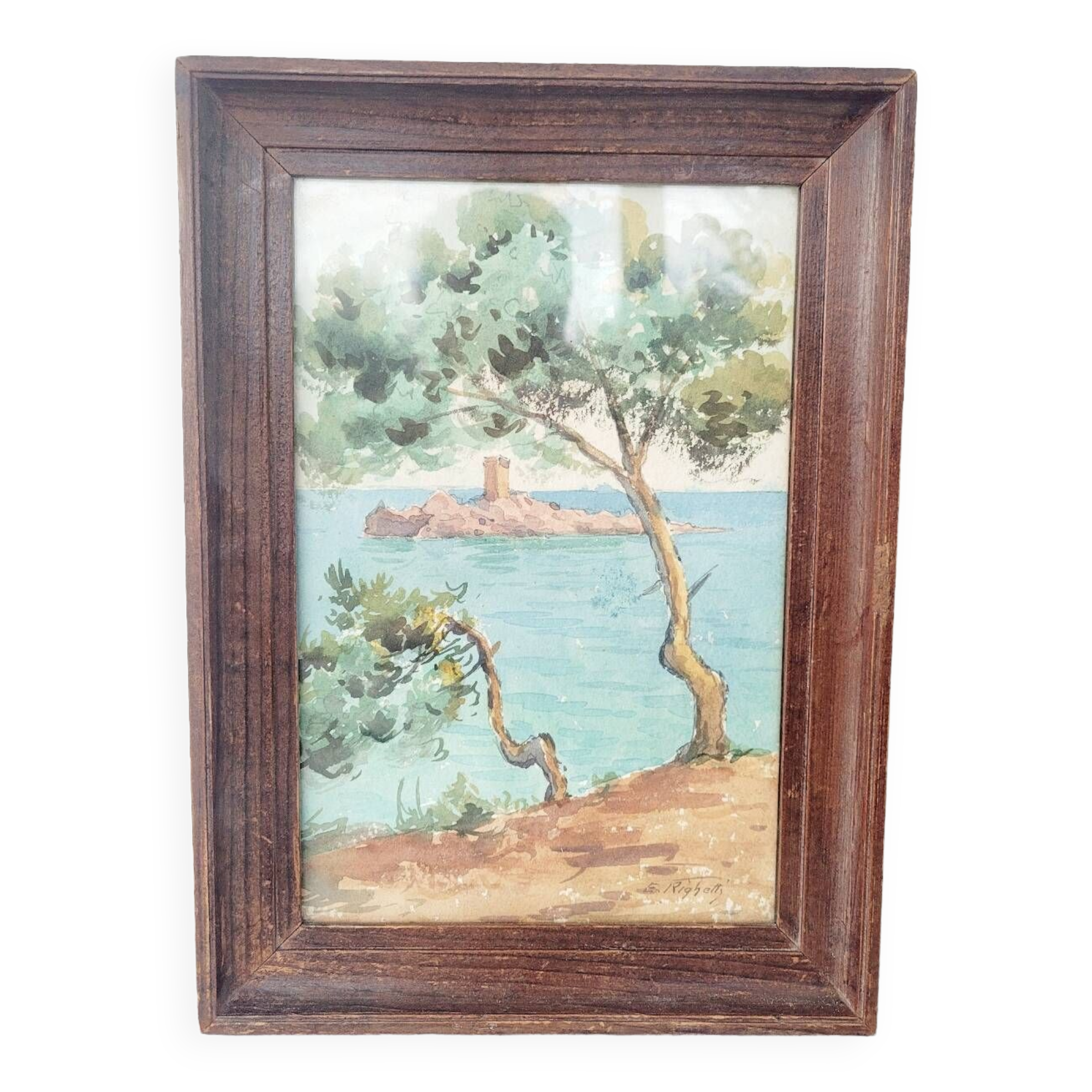 Edouard Righetti - Peinture originale - Aquarelle - L'île d'or Cap ...