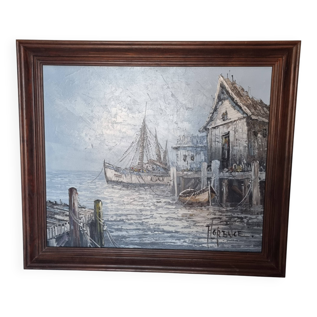 Peinture à l'huile vintage signée et œuvre unique de Florence Wilkins ...