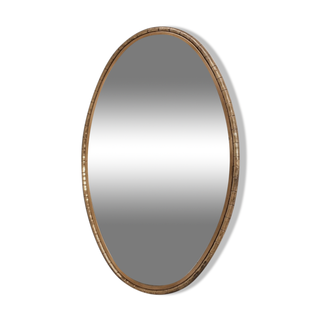 Miroir ovale en laiton du milieu du siècle 50x73cm | Selency