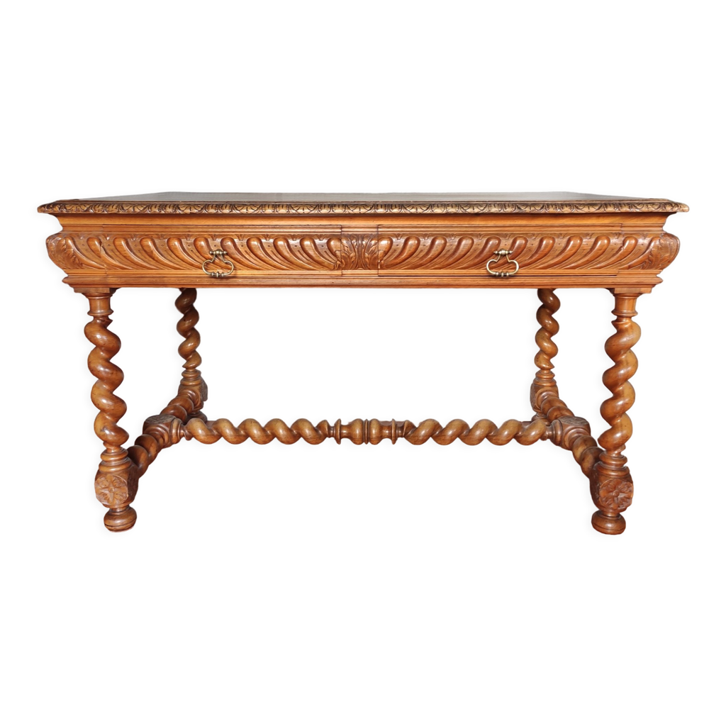 Bureau En Bois Massif De Style Louis Xiii Selency