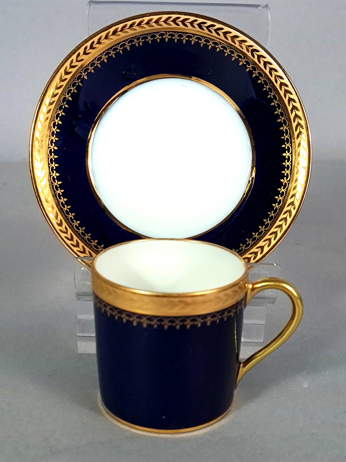 6 tasses porcelaine bleu four Limoges pour Porcelainor Paris + écrin ...