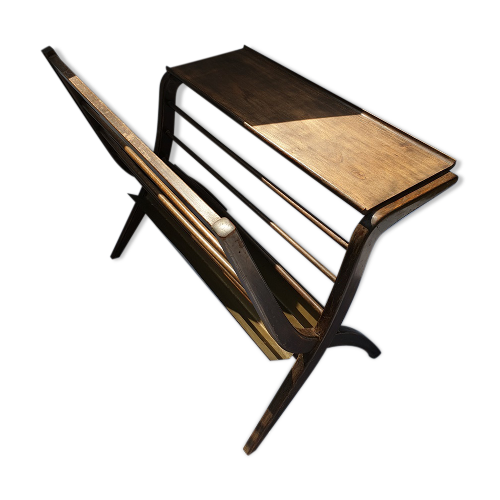 Porte-revues et tablette en bois 60's | Selency