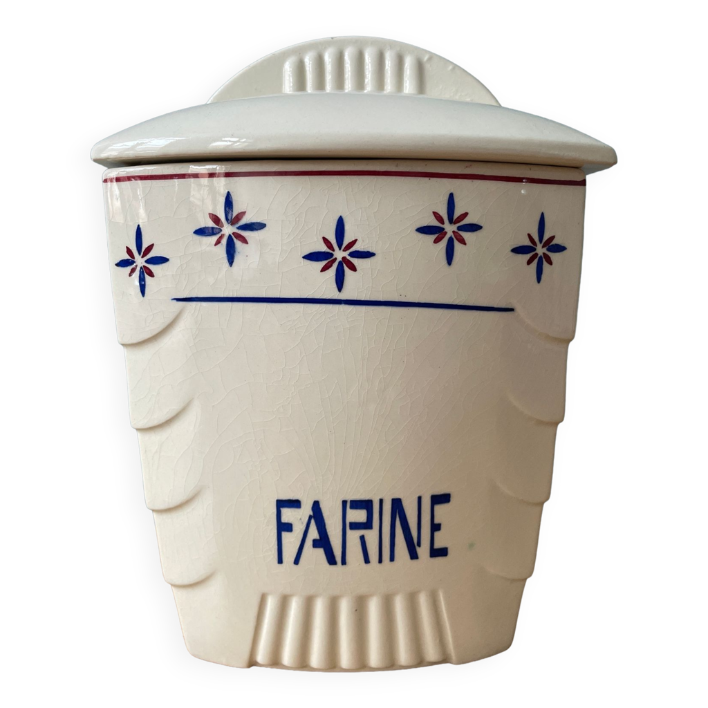 Pot ancien à farine en demi-porcelaine de Lunéville | Selency