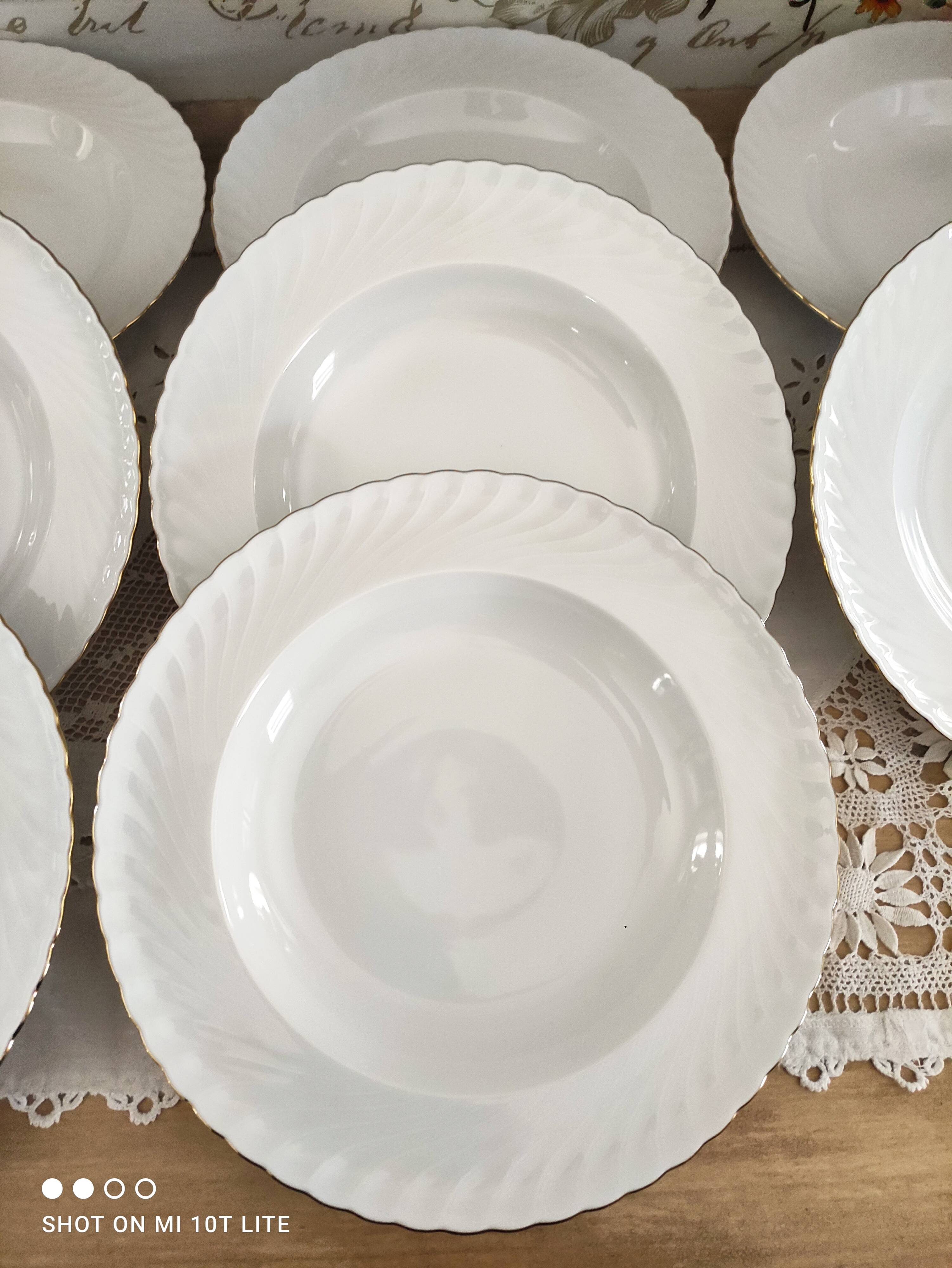 Lot de 10 assiettes creuses en porcelaine blanche Royal Tettau Bavaria ...