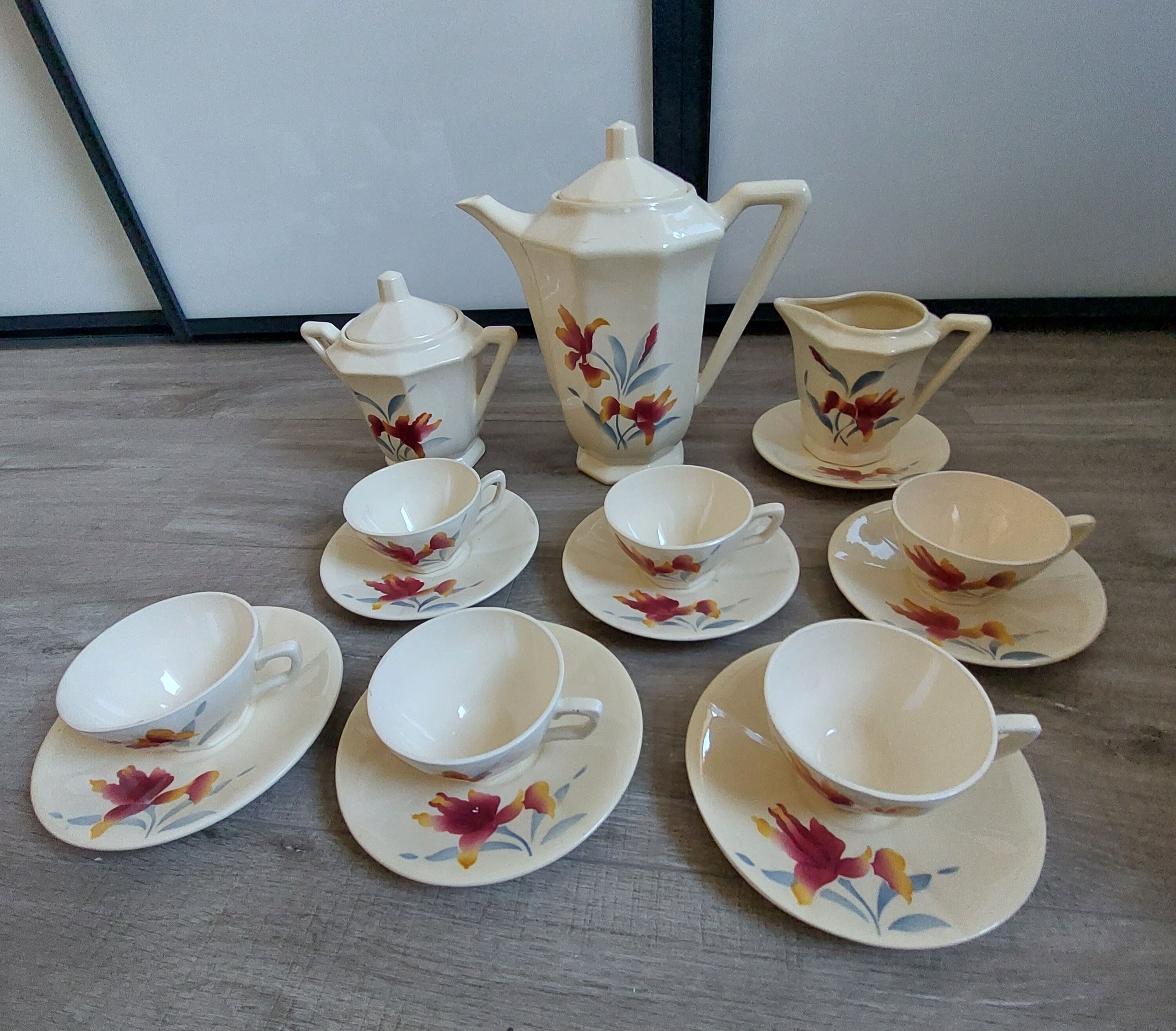 Service à café digoin sarreguemines décor d'iris 9225 | Selency