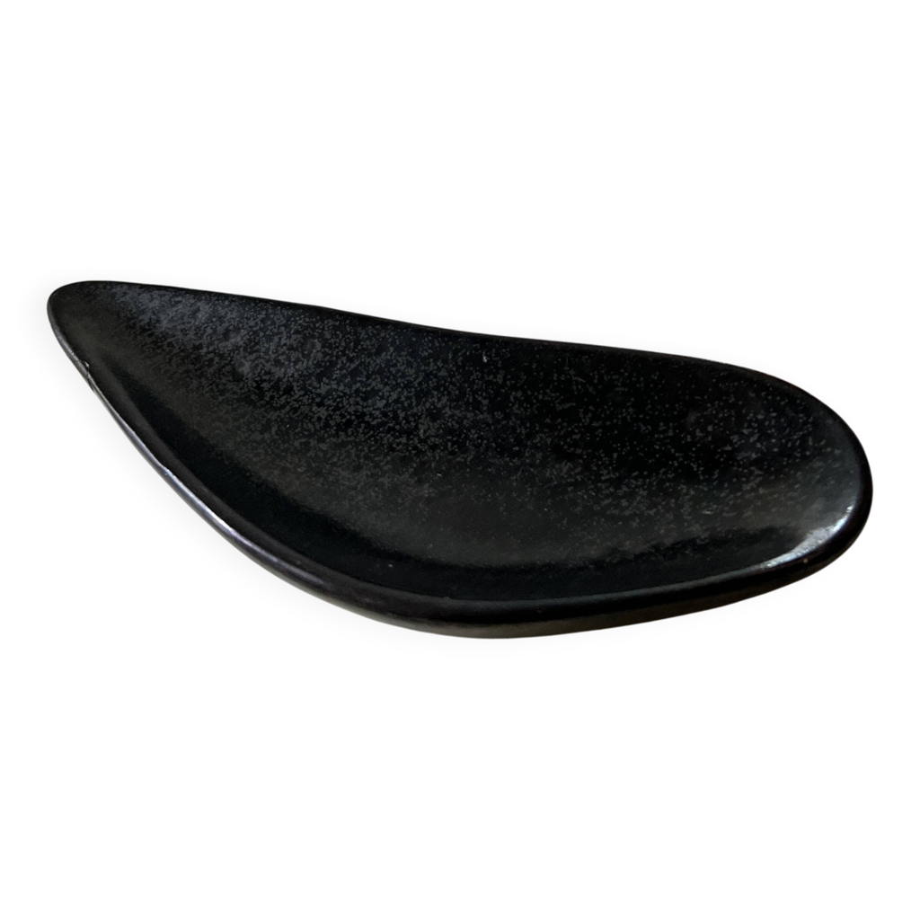 Vide poche en céramique émaillé noir, design 1950 | Selency