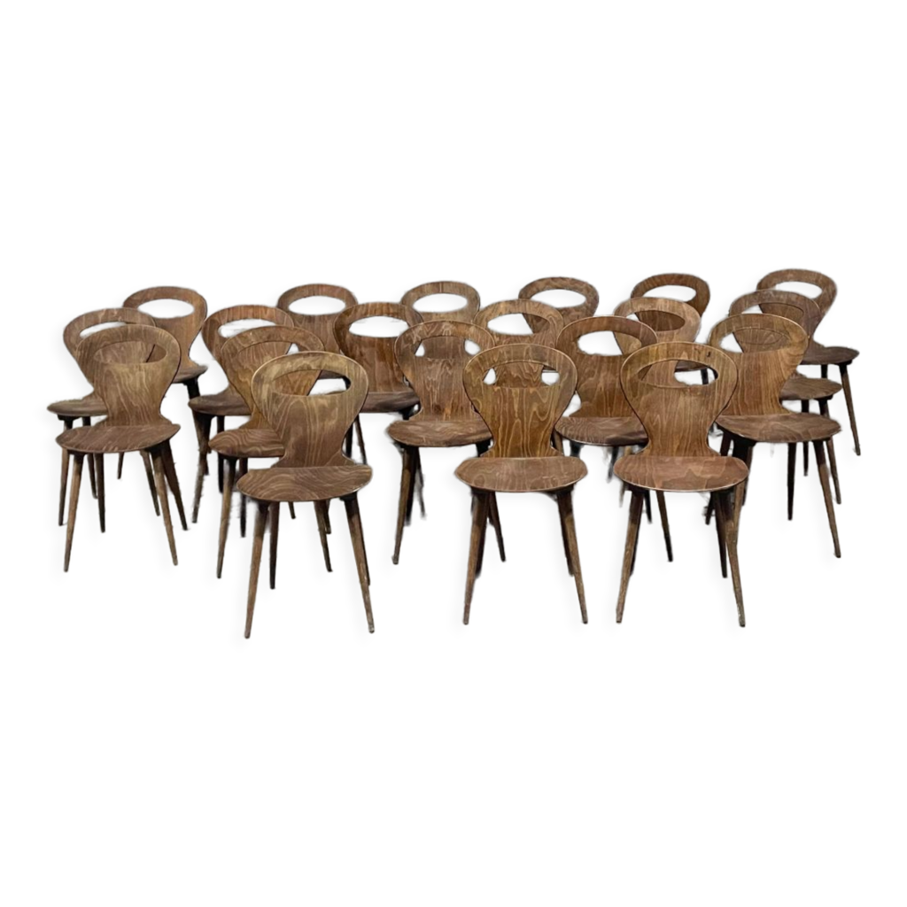 Lot de 20 chaises bistrot Fourmi vintage par Baumann, 1960 | Selency