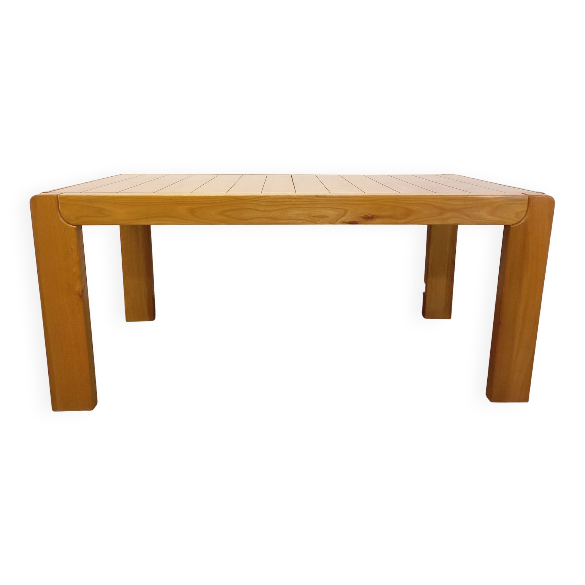 Table à manger Maison Regain vintage des années 70 en orme massif avec rallonge intégrée | Selency