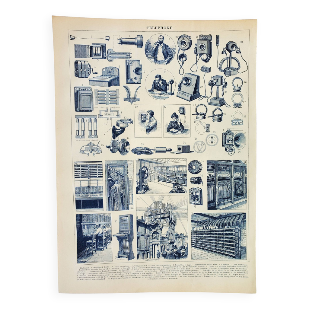 Old engraving 1898, Old telephone, communication • Lithograph, Original ...