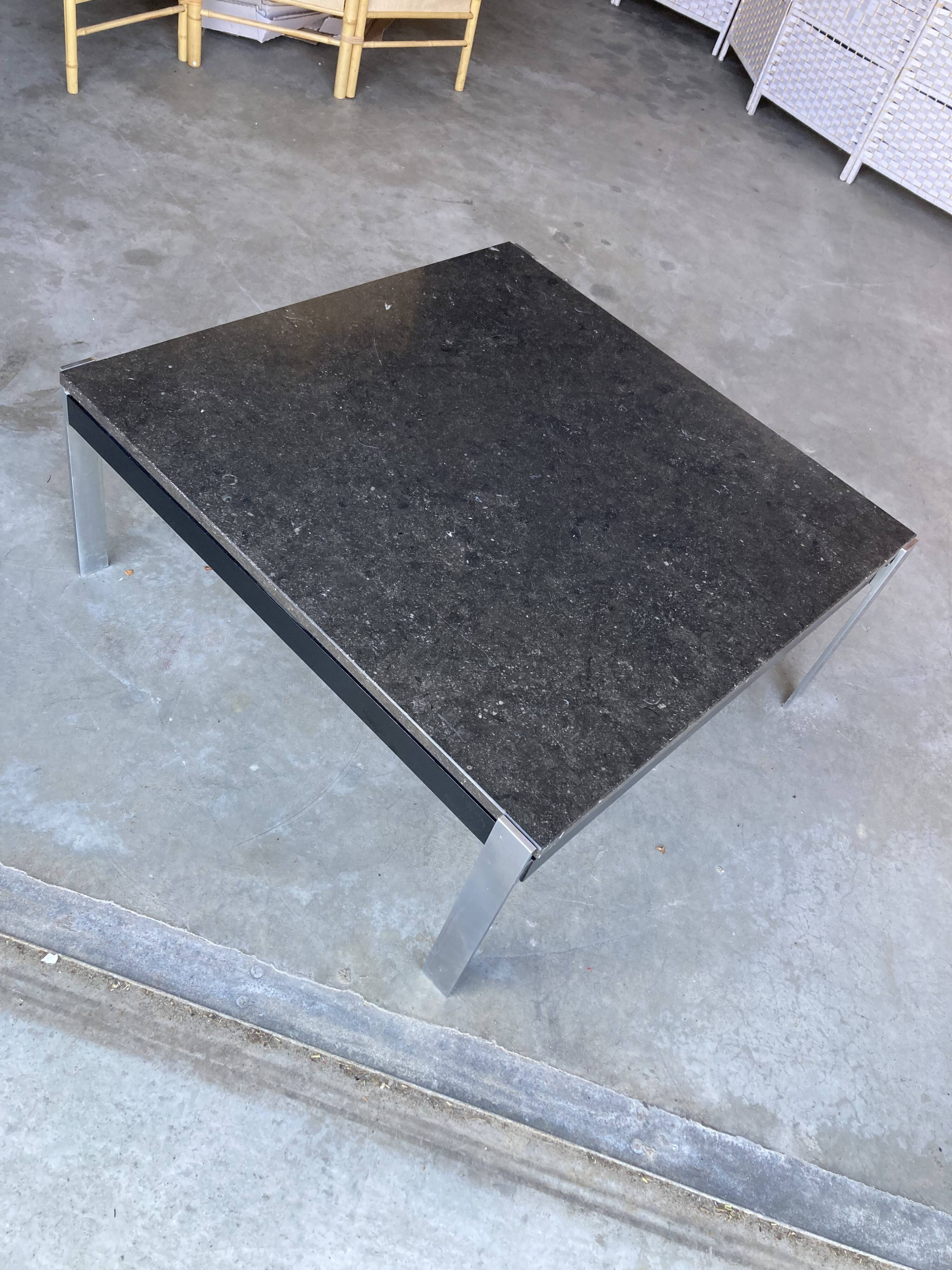 Italian art deco granite inox coffee table | Selency