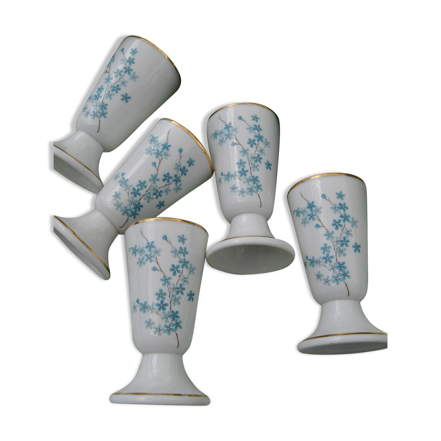 Tasses type mazagran Myosotis en porcelaine de Limoges - Vintage ...