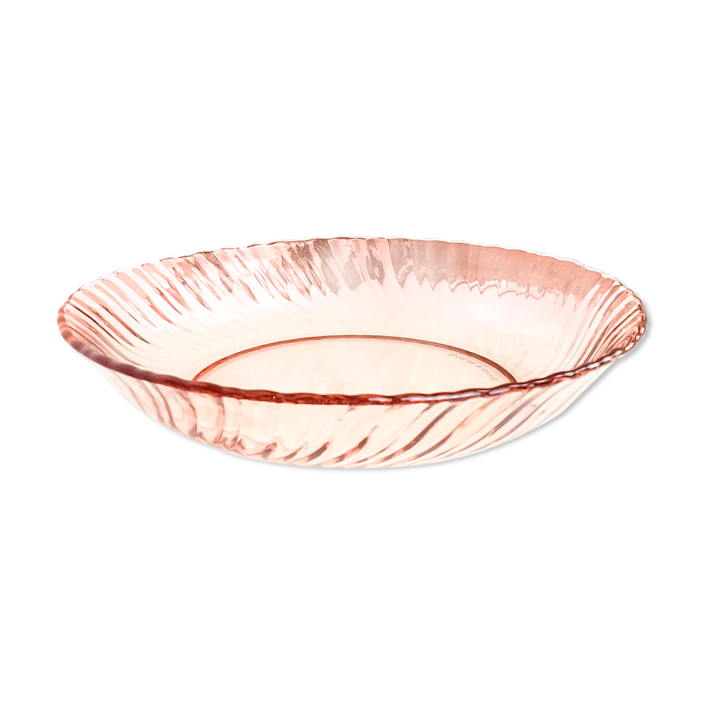 Plat rond en verre dépression rose "Rosaline" Arcoroc de Luminarc | Selency