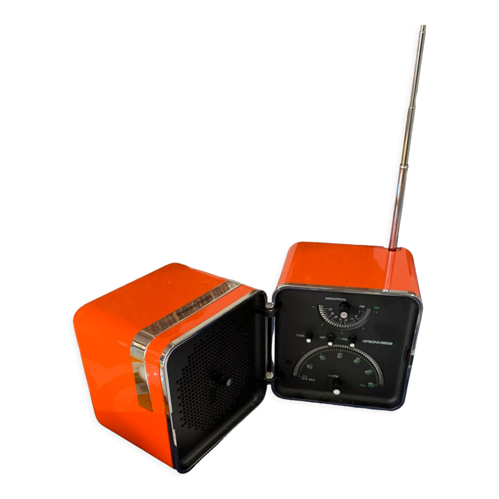 Radio cube Brionvega orange années 70 | Selency