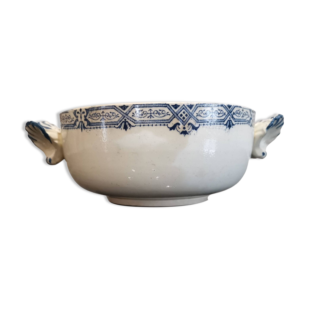 Butterfly ear bowl in iron clay with blue patterns | Selency