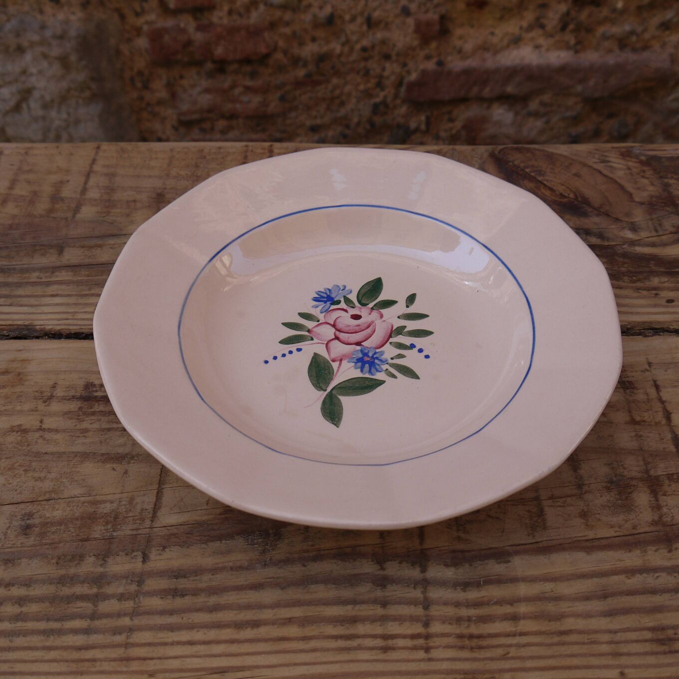 Quatre Assiettes Rose Digoin Selency