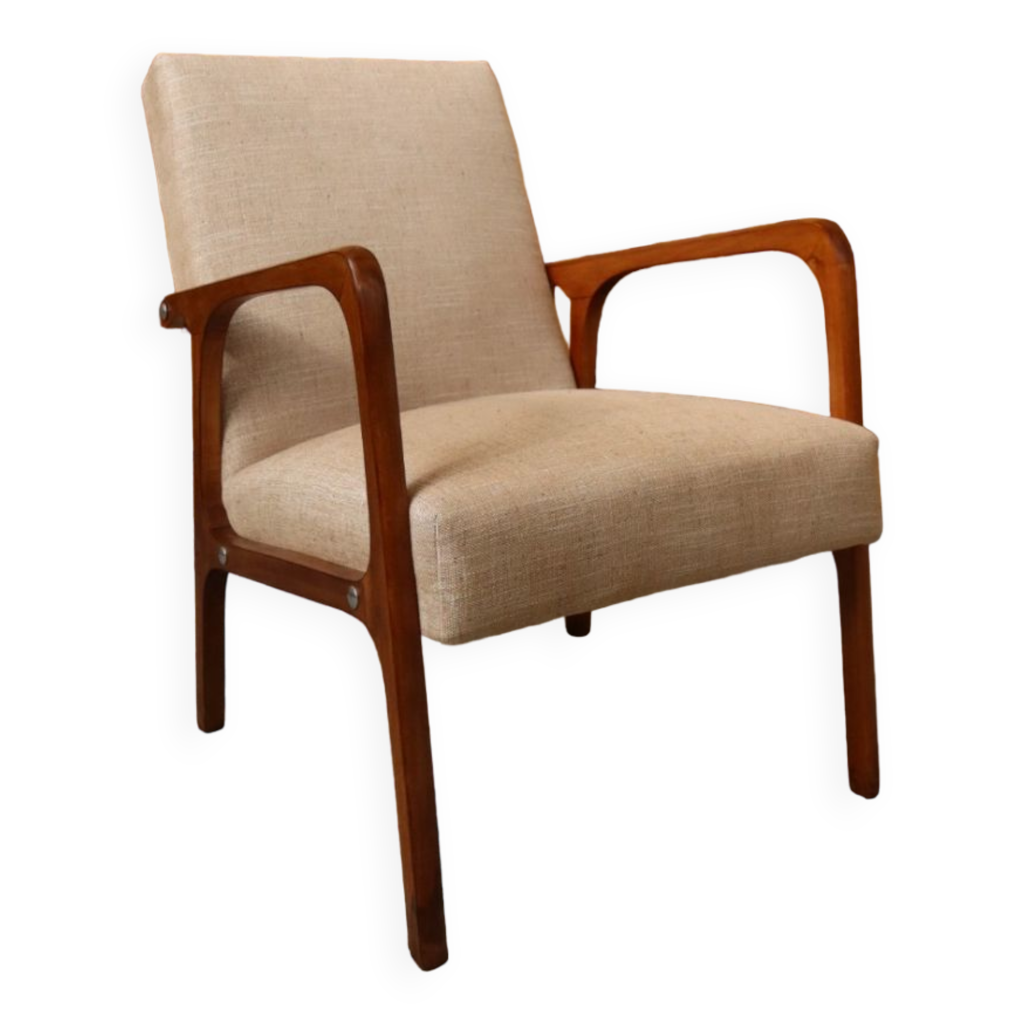 Fauteuil design original 1960 chaise en bois rénovée moderne du milieu ...