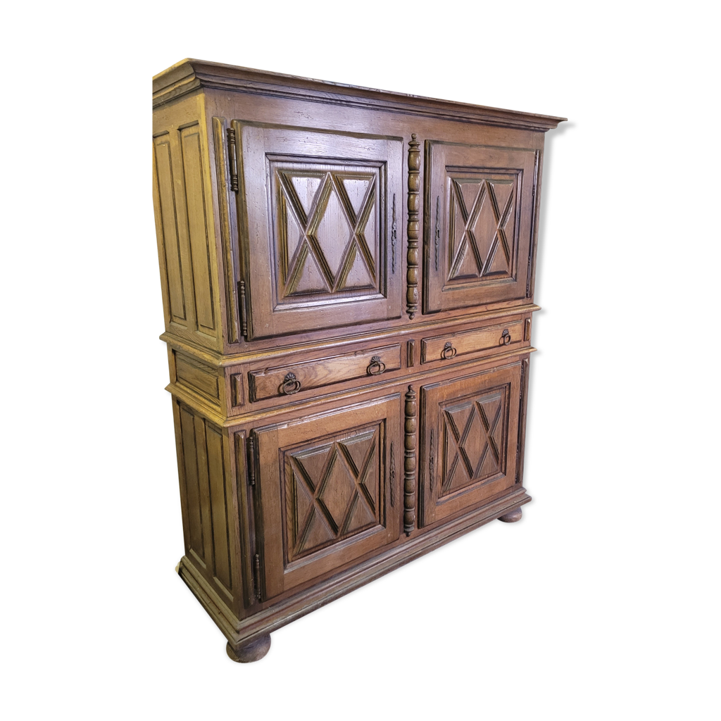 Ancien buffet d'antiquaire Louis XIII chêne massif | Selency