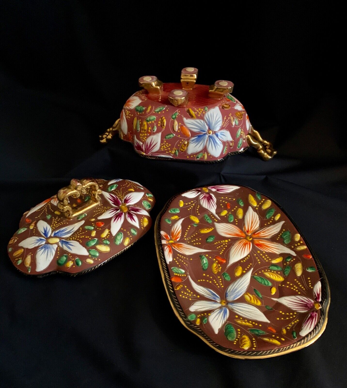 Soupière et son plateau H. Becquet Quaregnon, Belgique, signés ...