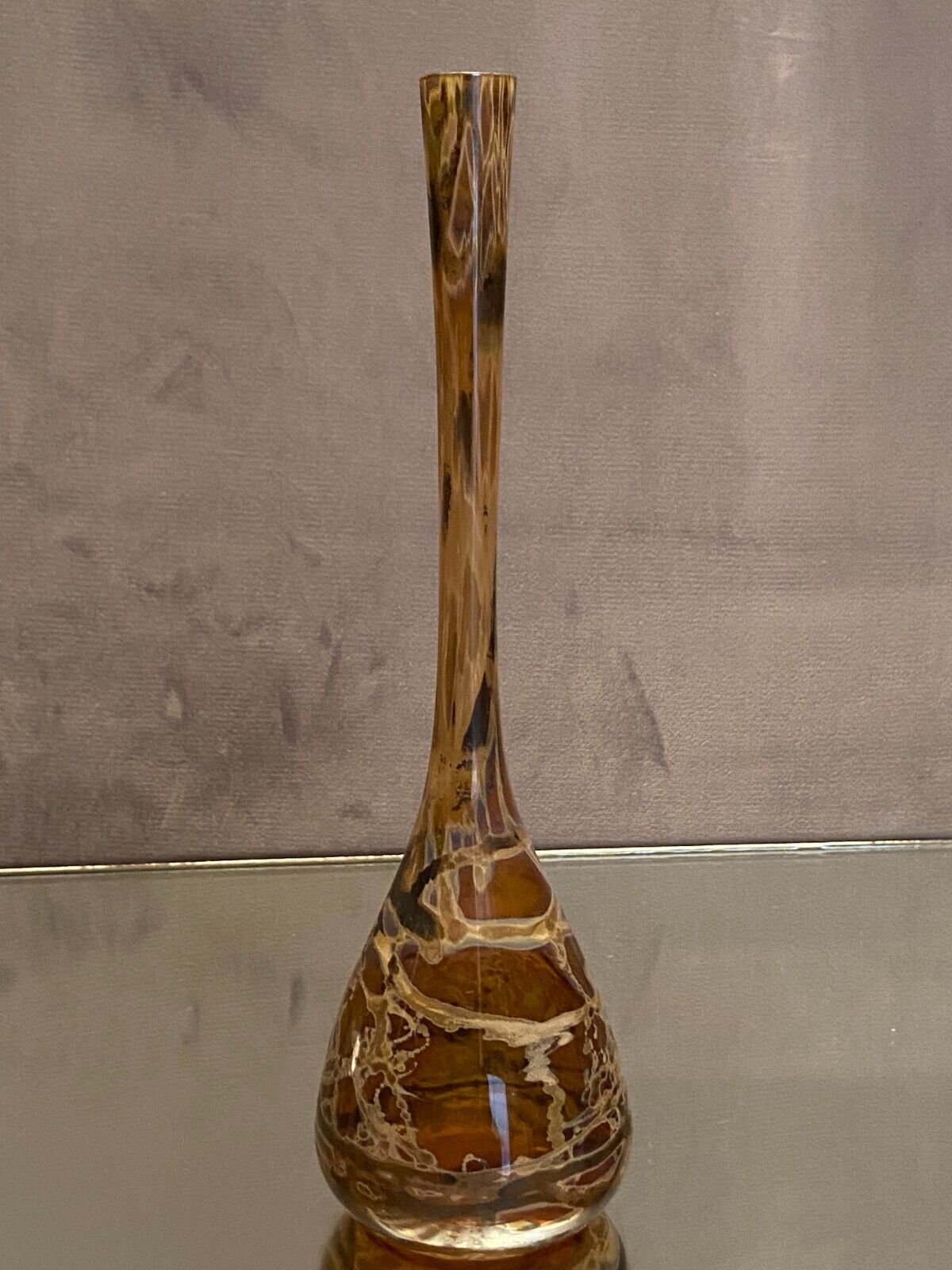 Vase soliflore en verre teinté à décor marbré Murano Venise | Selency