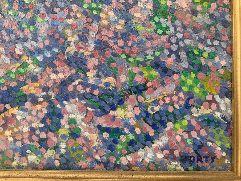 Tableau Pointilliste Huile sur panneau "La Champagne d'Arvert" Signée ...