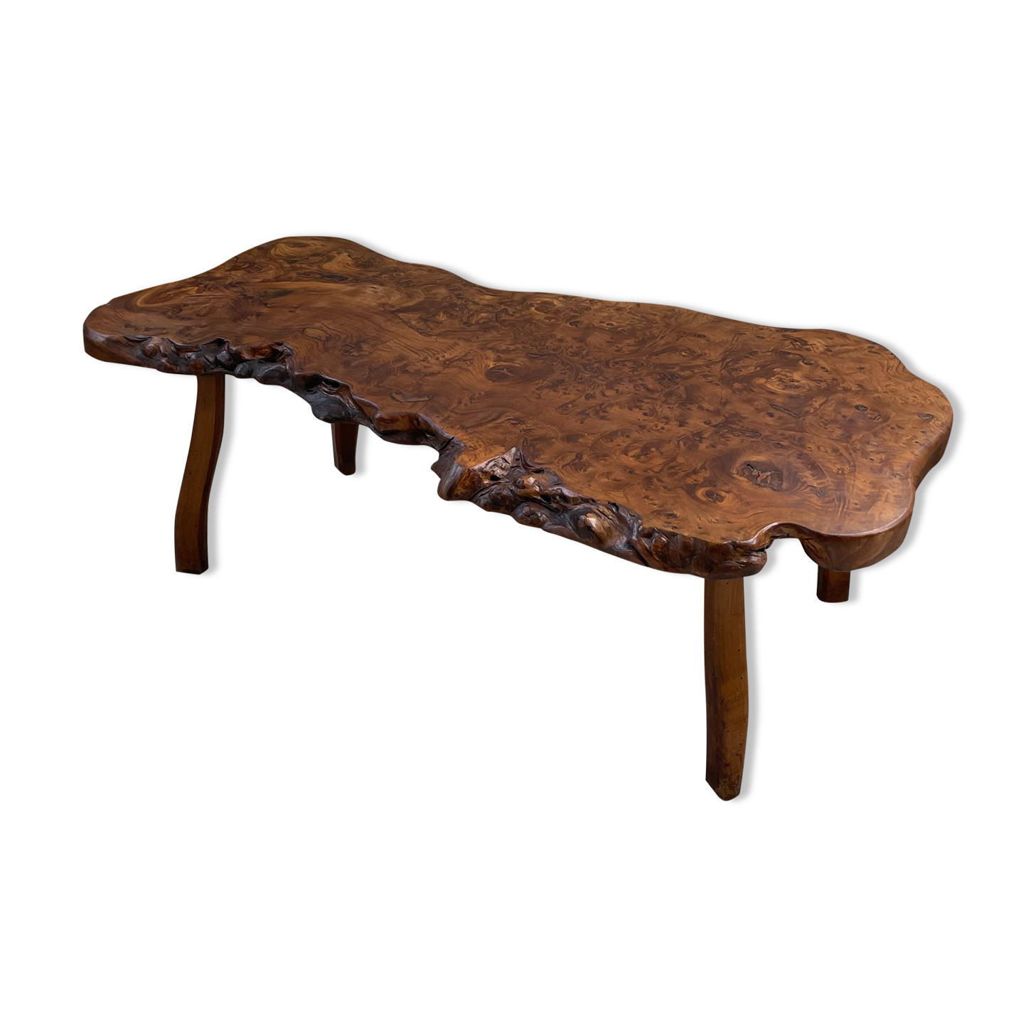 Table basse en orme massif à forme libre | Selency