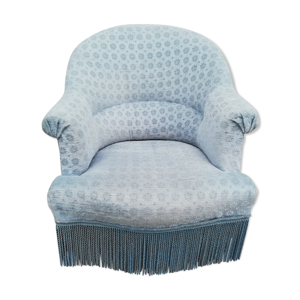Fauteuil crapaud tissu bleu | Selency