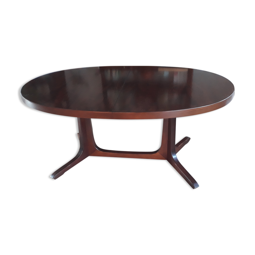 Table ovale style Baumann en palissandre avec 2 rallonges | Selency