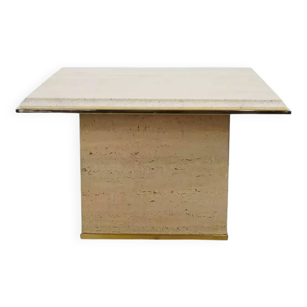 Table basse en travertin et laiton | Selency