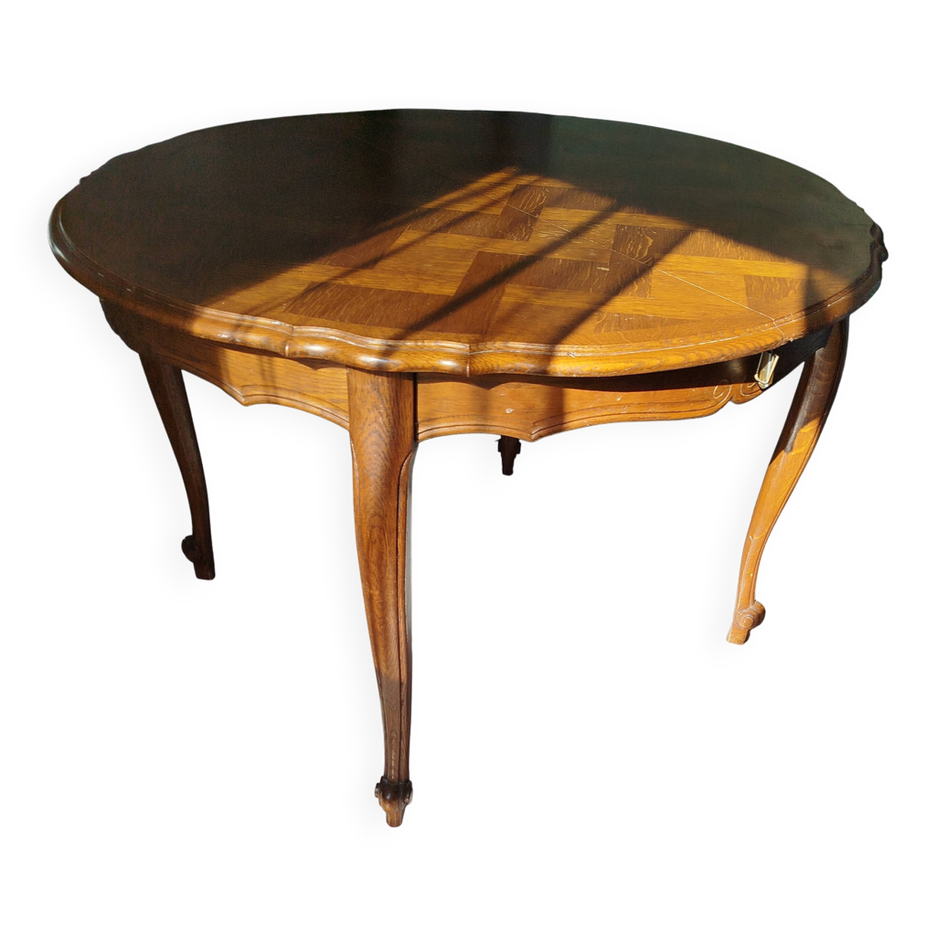 Table à manger ancienne en chêne (ronde et extensible) | Selency