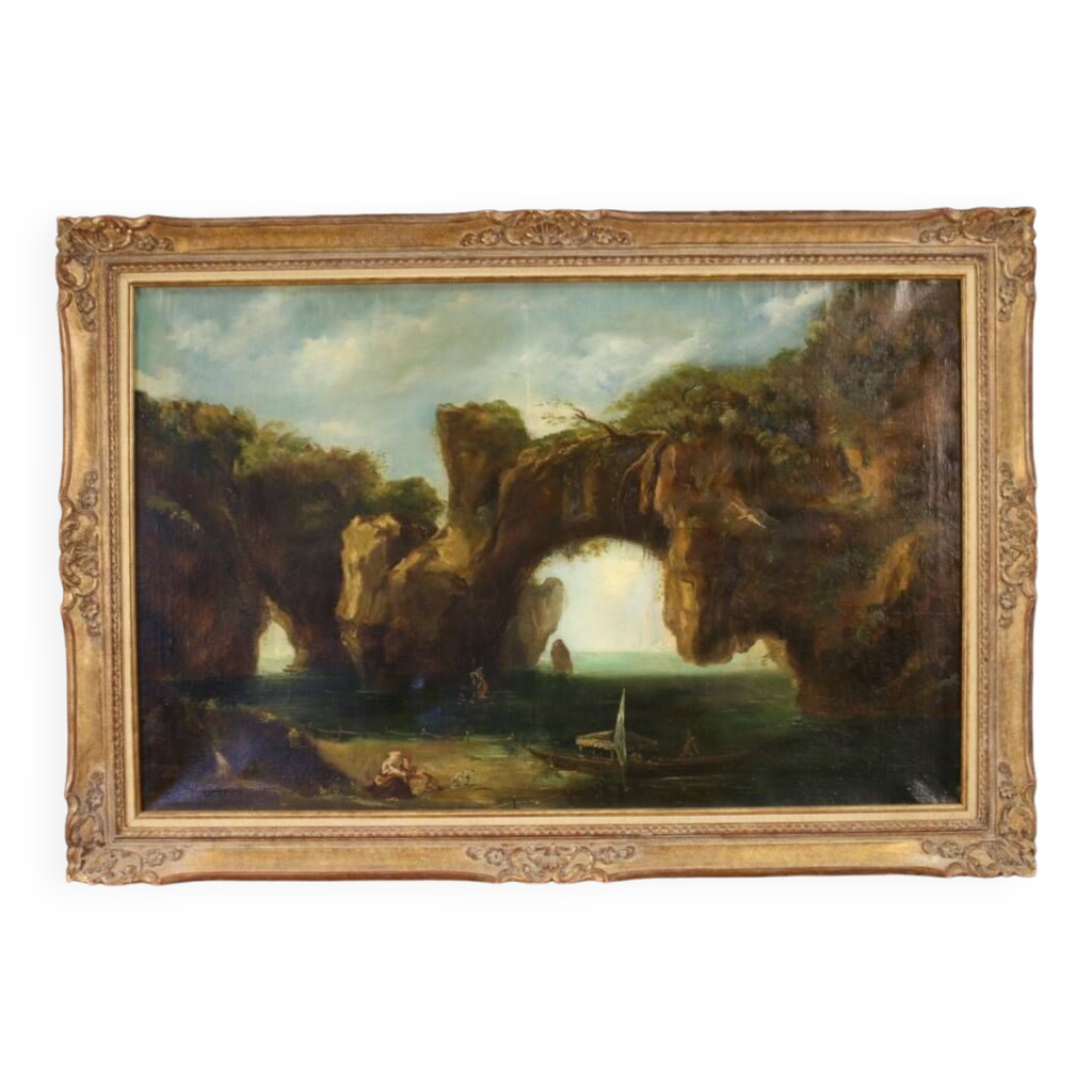Italian Seascape Painting Oil On Canvas From 19th Century | Selency