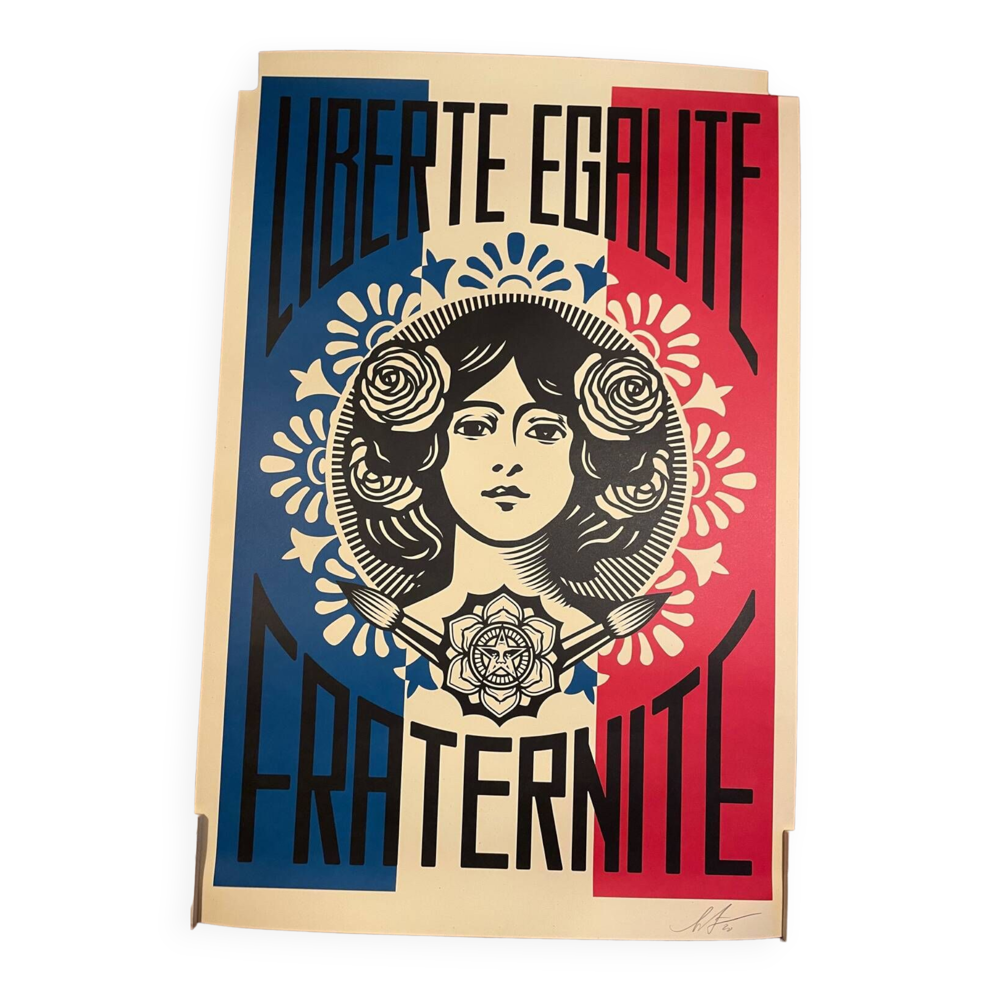 Shepard Fairey (OBEY)(1970) Liberté Egalité Fraternité, signed and ...