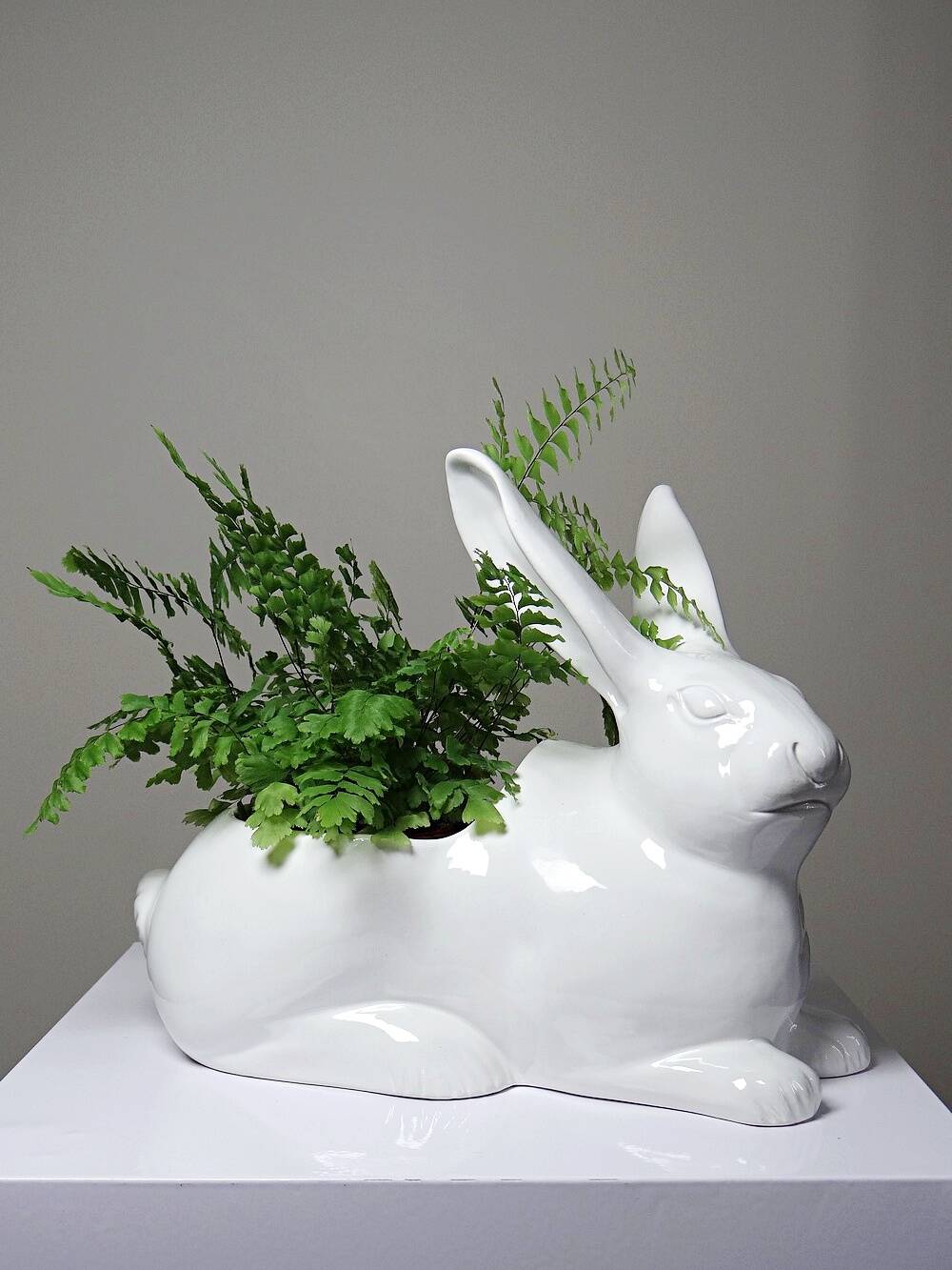 Jardinière/Pot Lapin blanc en faïence Italienne vintage | Selency