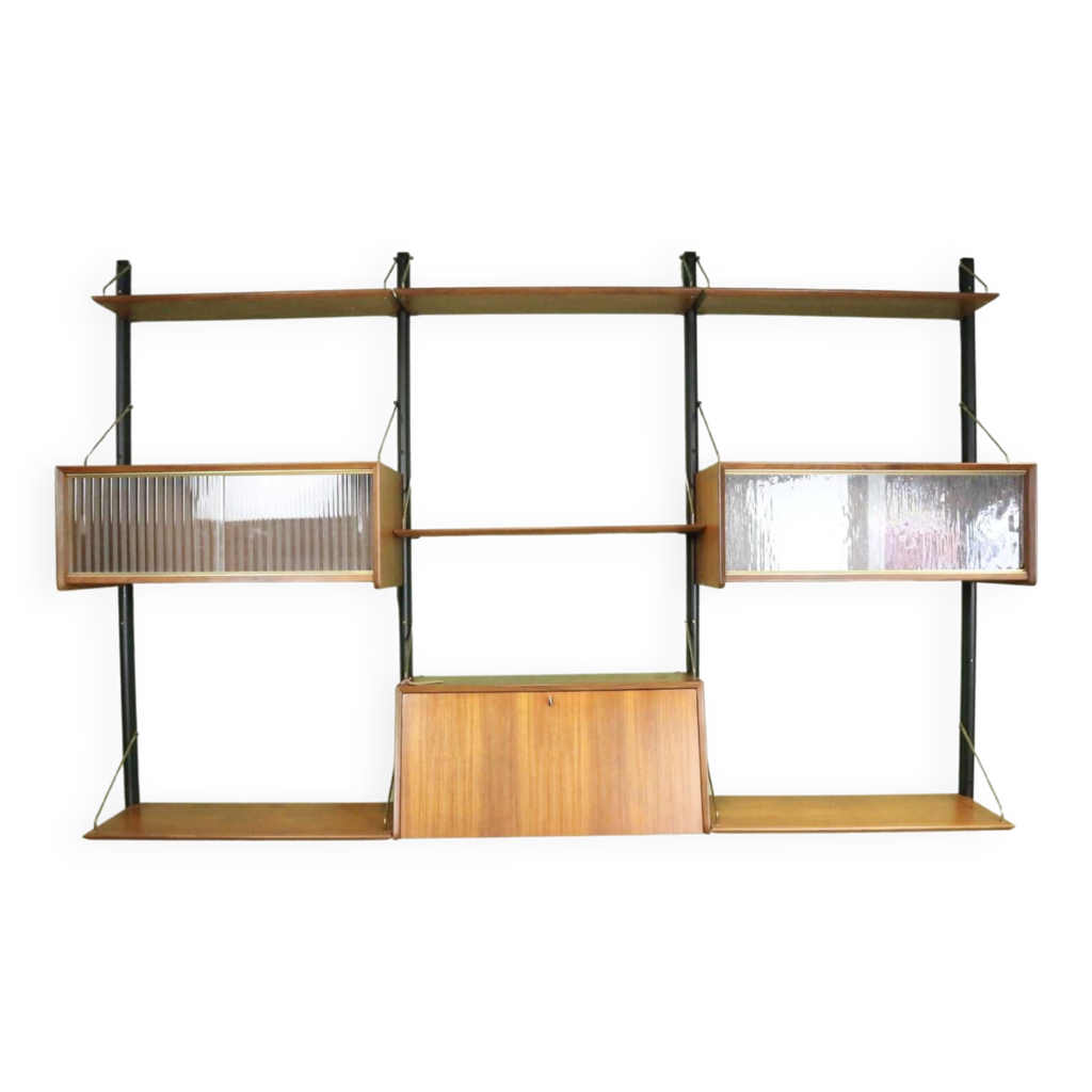 Meuble mural modulaire en teck de style Mid-Century Modern par Louis ...